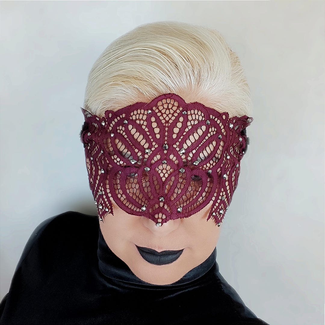 Wine Lace Eye Mask, Mysterious Mask, Masquerade Ball Mask, See Through ...