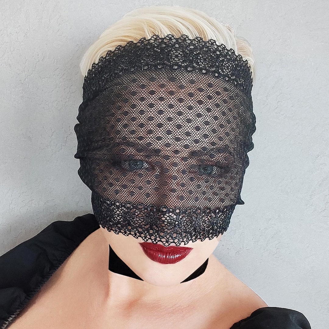 Black Lace Full Face Mask, See Through Mask, Gothic Wedding Mask ...