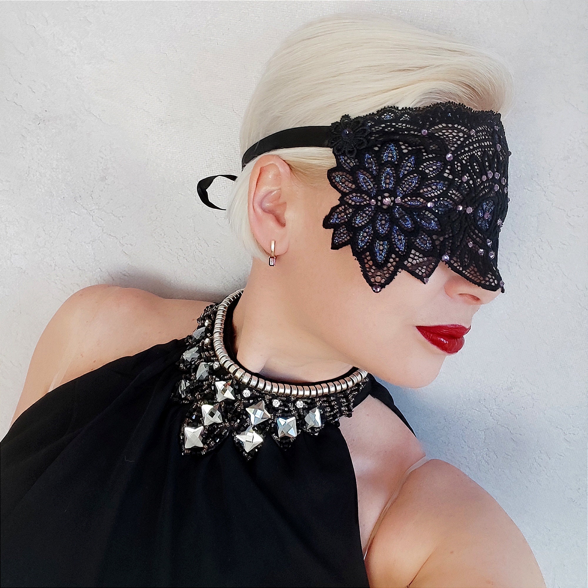 Black See Through Mask, Gothic Wedding Mask, Mystery Mask, Masquerade ...