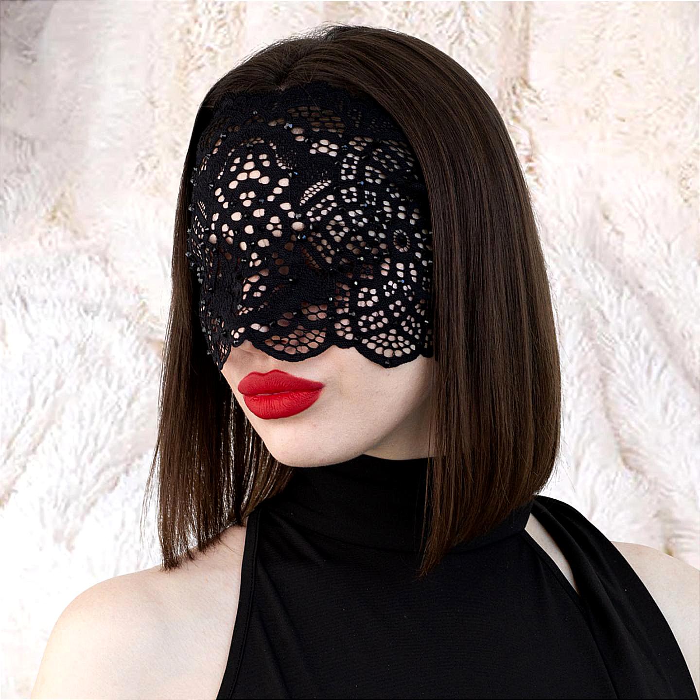 Black Lace Full Face Masquerade Mask With Rhinestones, Gothic Style ...