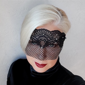 Half Face Veil Mask, Black Lace Eye Mask, See Through Mask, Masquerade ...