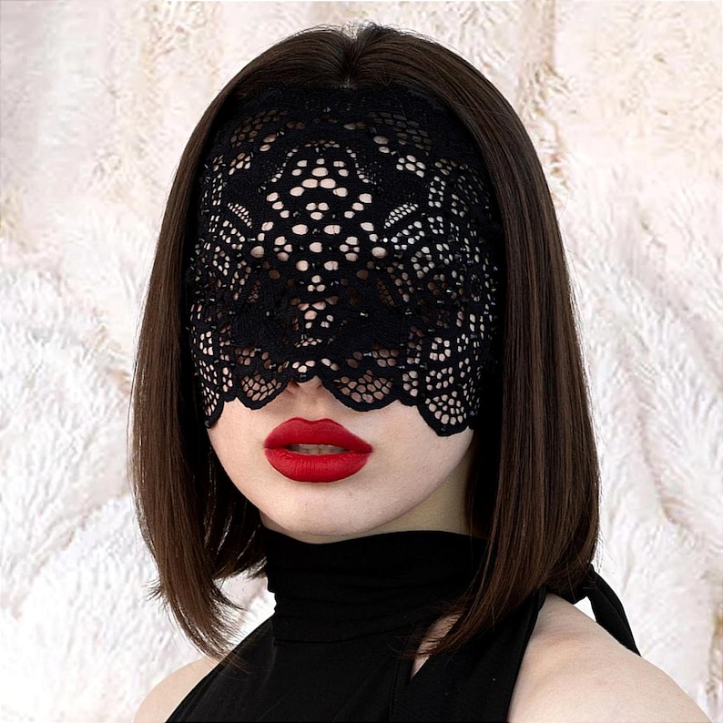 Black Lace Full Face Masquerade Mask With Rhinestones, Gothic Style ...