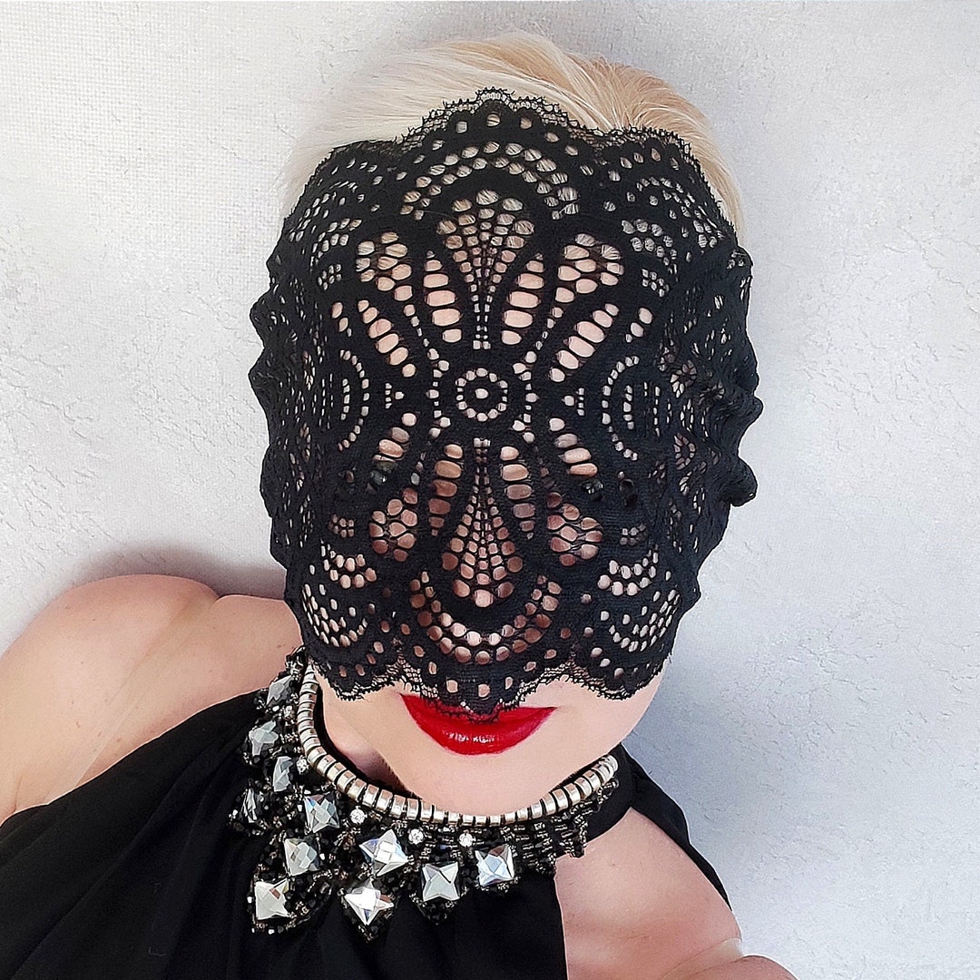 Full Face Lace Mask, Black Lace Blindfold Mask, Masquerade Mask, Mardi ...