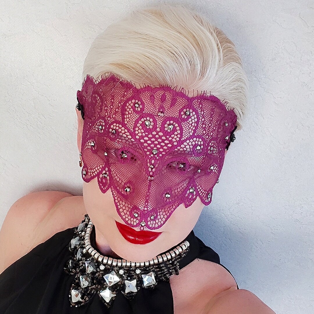 Pink Lace Masquerade Ball Mask, Sexy Lace Eye Mask, Sweet Sixteen ...