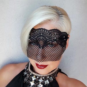 Half Face Veil Mask, Black Lace Eye Mask, See Through Mask, Masquerade ...