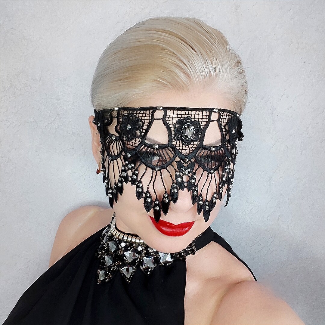 Black Lace Veil Mask, Sexy Eye Mask, Bachelorette Party Mask, Boudoir ...