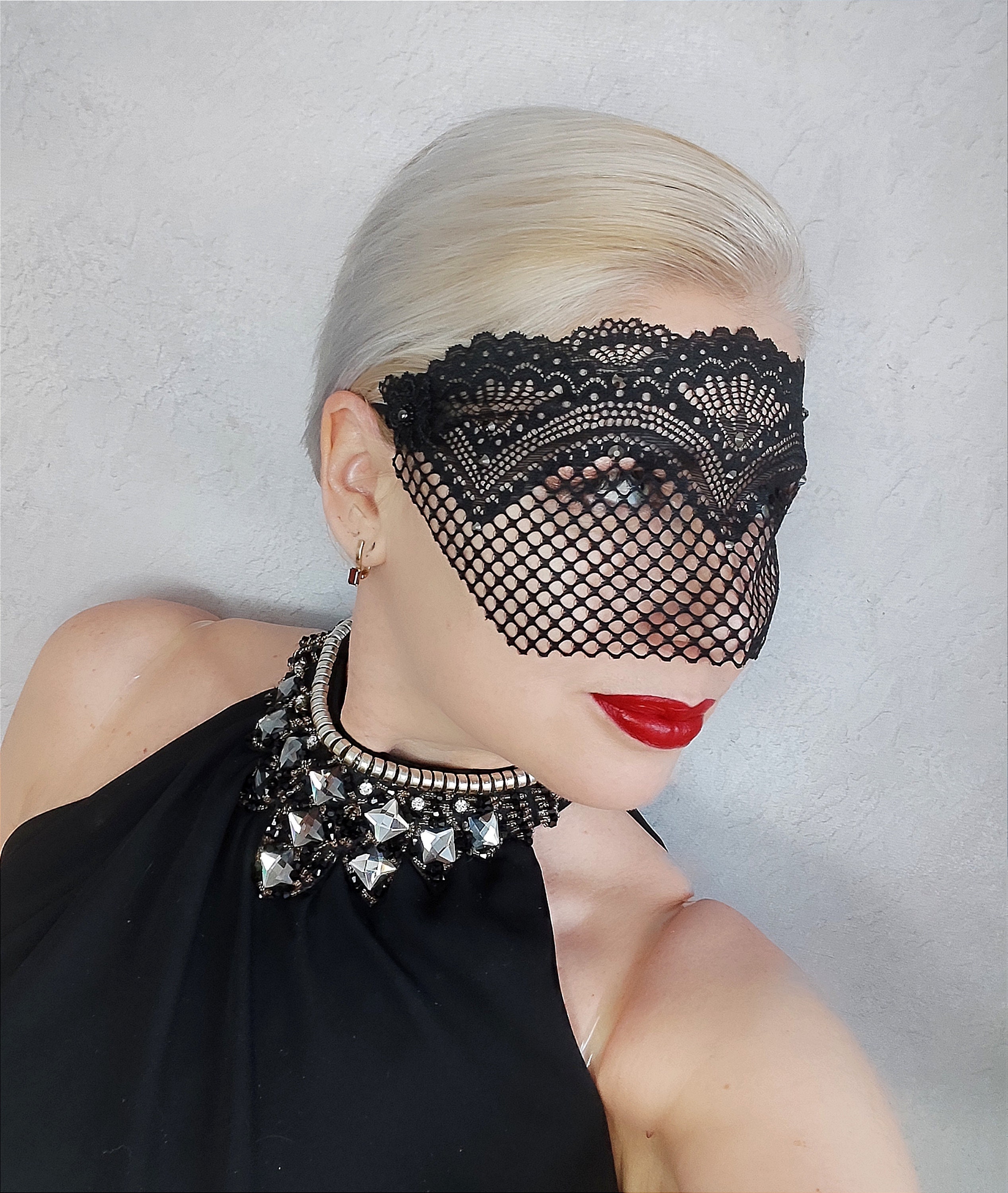 Half Face Veil Mask, Black Lace Eye Mask, See Through Mask, Masquerade ...