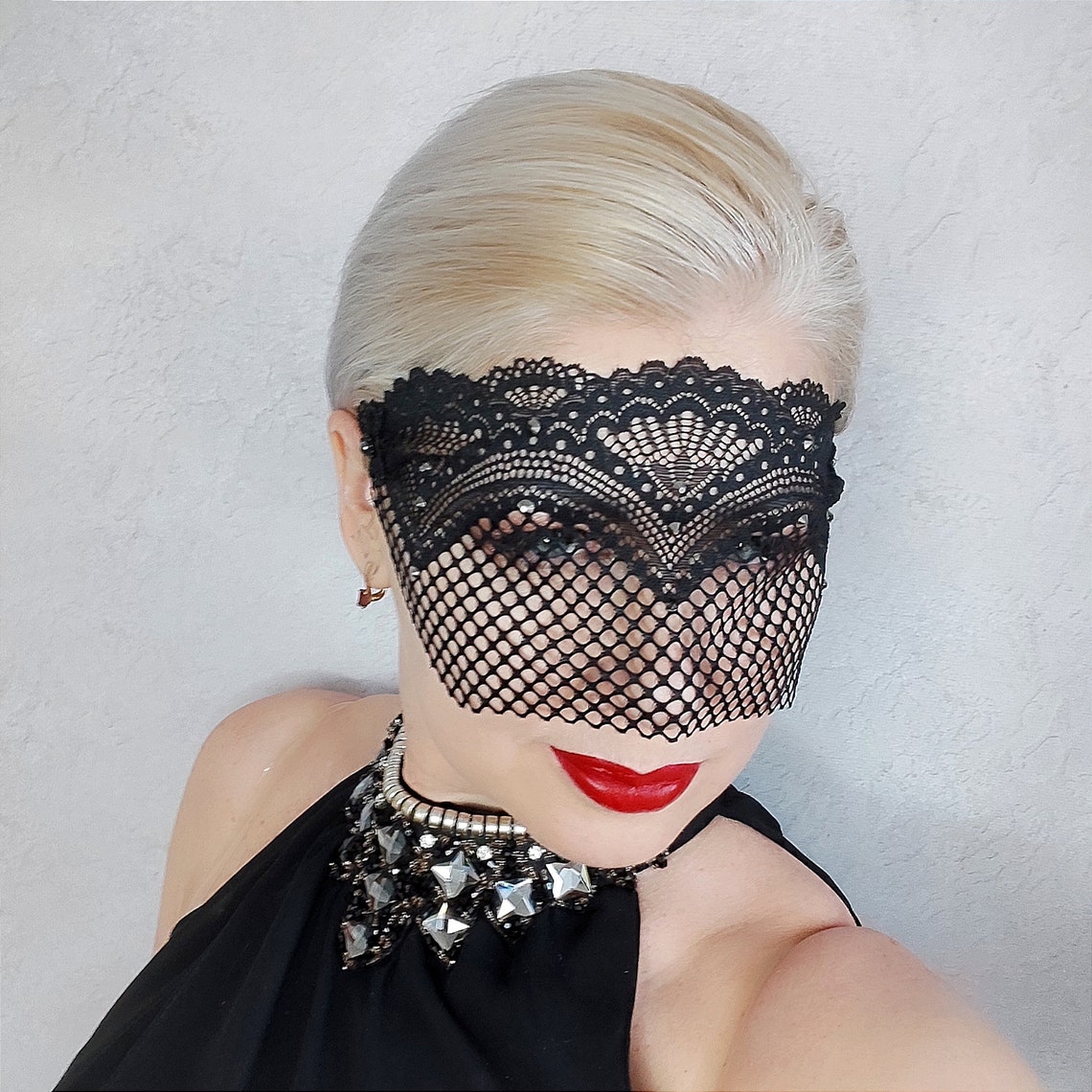 Half Face Veil Mask, Black Lace Eye Mask, See Through Mask, Masquerade ...