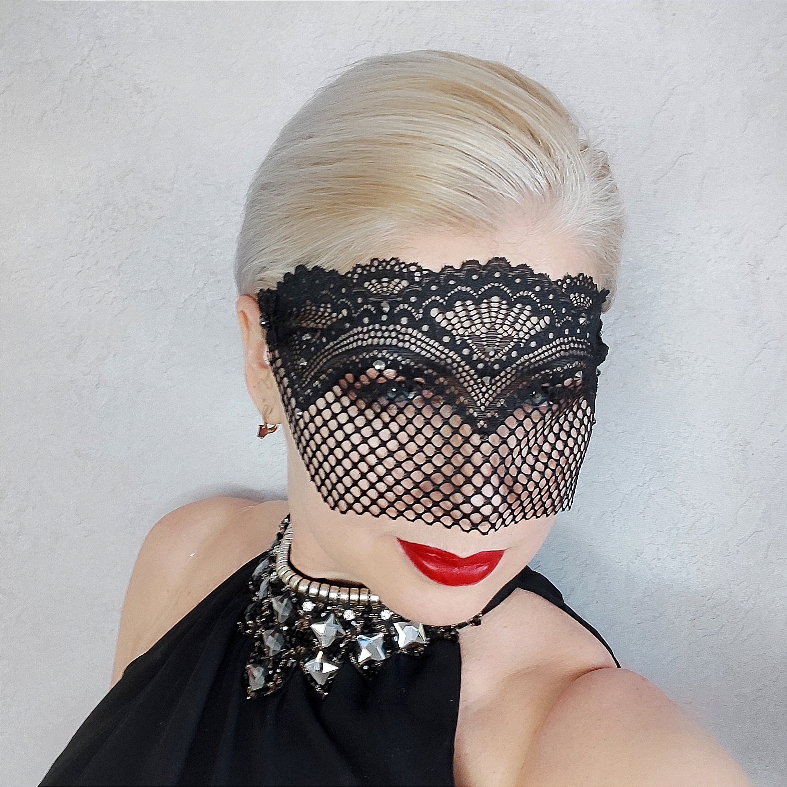 Half Face Veil Mask, Black Lace Eye Mask, See Through Mask, Masquerade ...