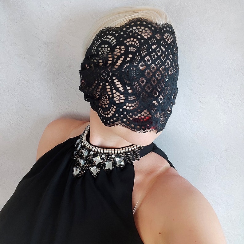 Black Lace Veil Mask Masquerade Ball Mask Full Face Mask - Etsy