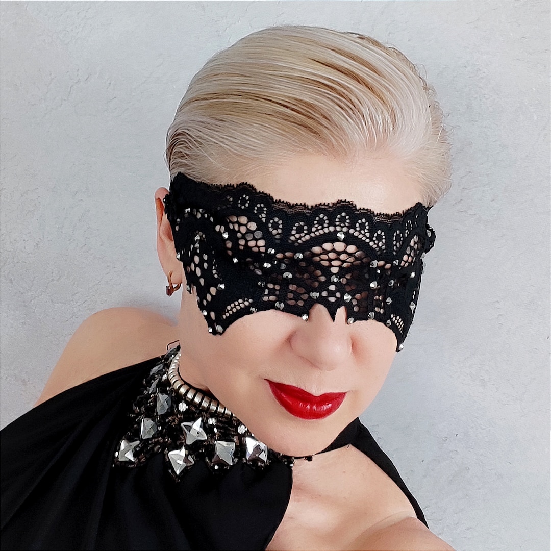 Black Lace Eye Mask, Masquerade Ball Mask, Roleplay Mask, Sheer Lace ...