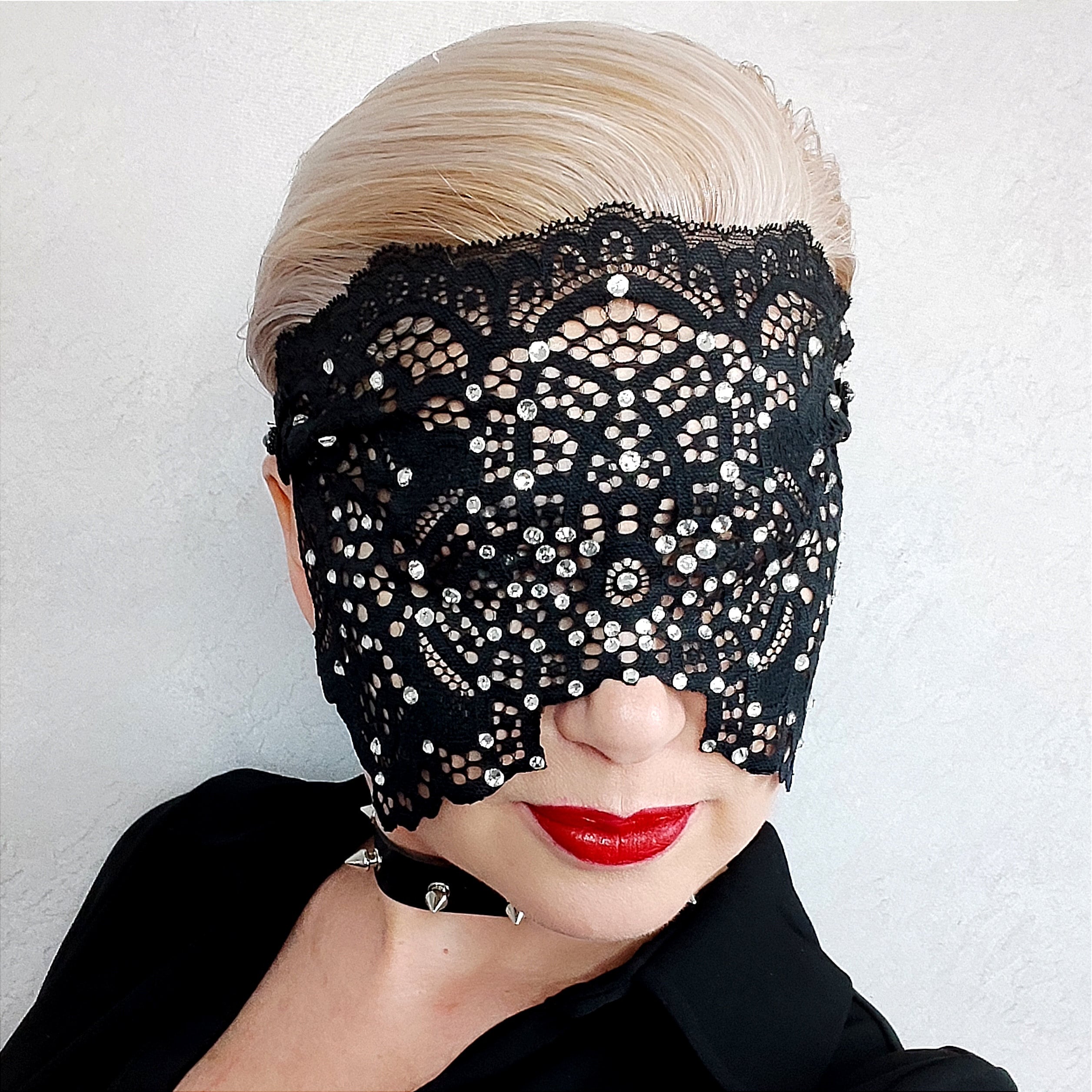 Black Lace Masquerade Mask, Full Face Mask, See Through Mask, Burlesque ...