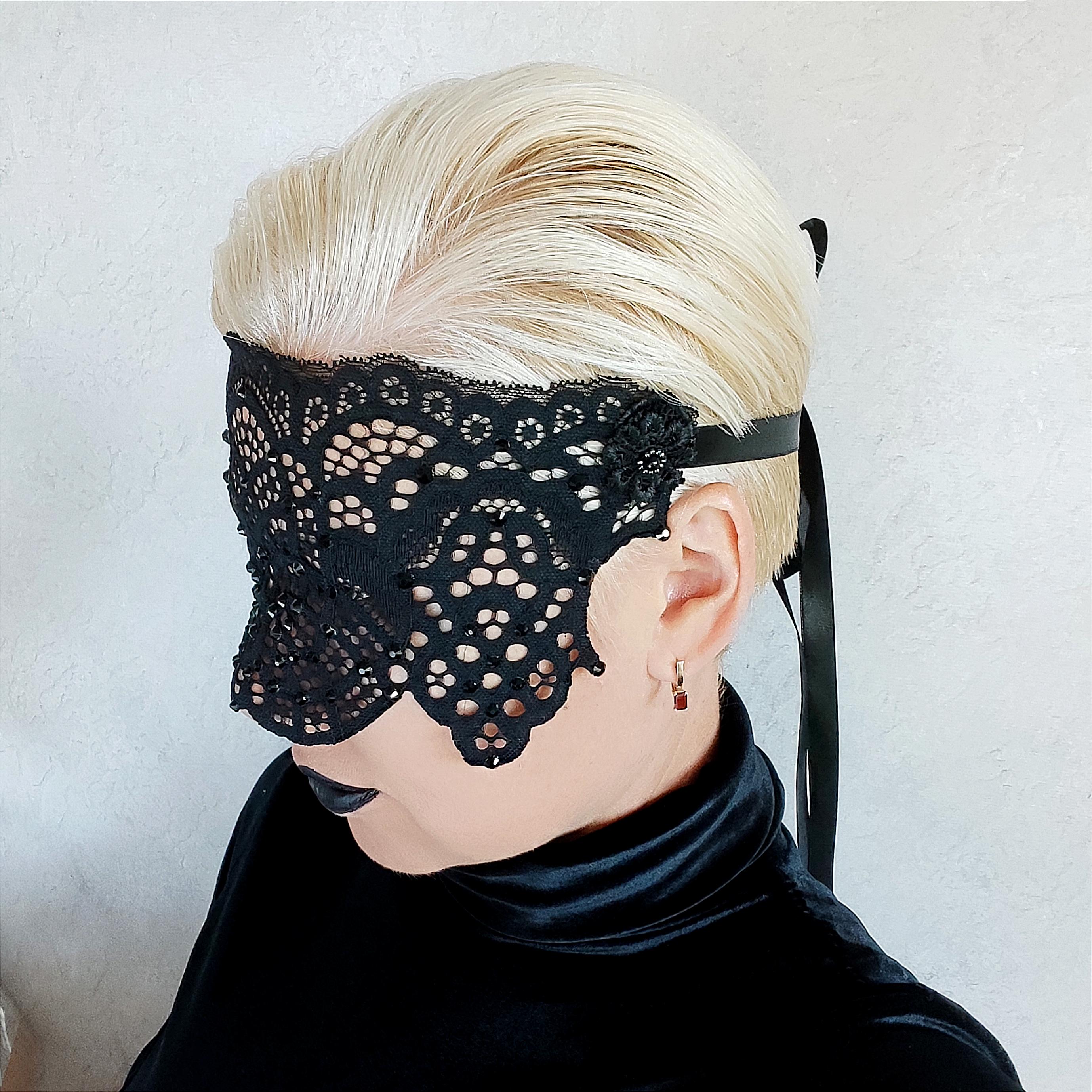 Black Lace Eye Mask, Gothic Masquerade Mask, Halloween Mask, Black ...