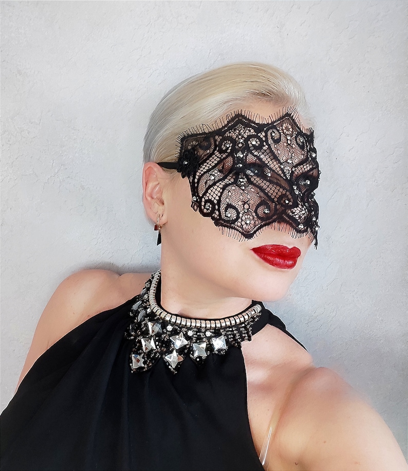 Black Lace Mask, See Through Mask, Burlesque Show Mask, Masquerade Ball ...