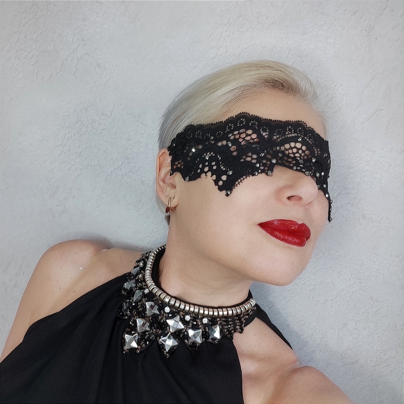 Black Lace Eye Mask, See Through Mask, Sexy Woman Mask, Mystery Mask ...
