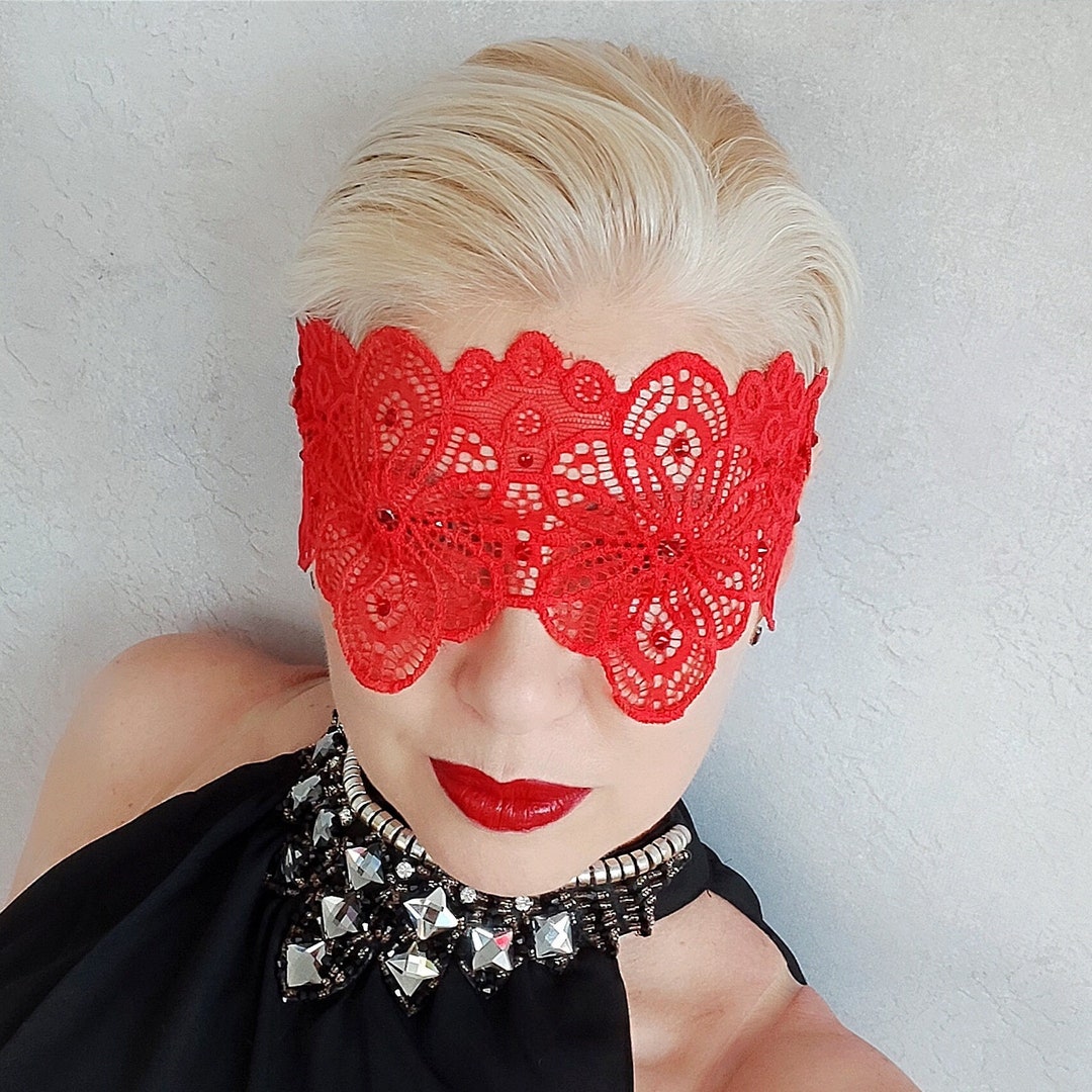 Red Lace Masquerade Mask, See Through Mask, Burlesque Mask, Hen Party ...