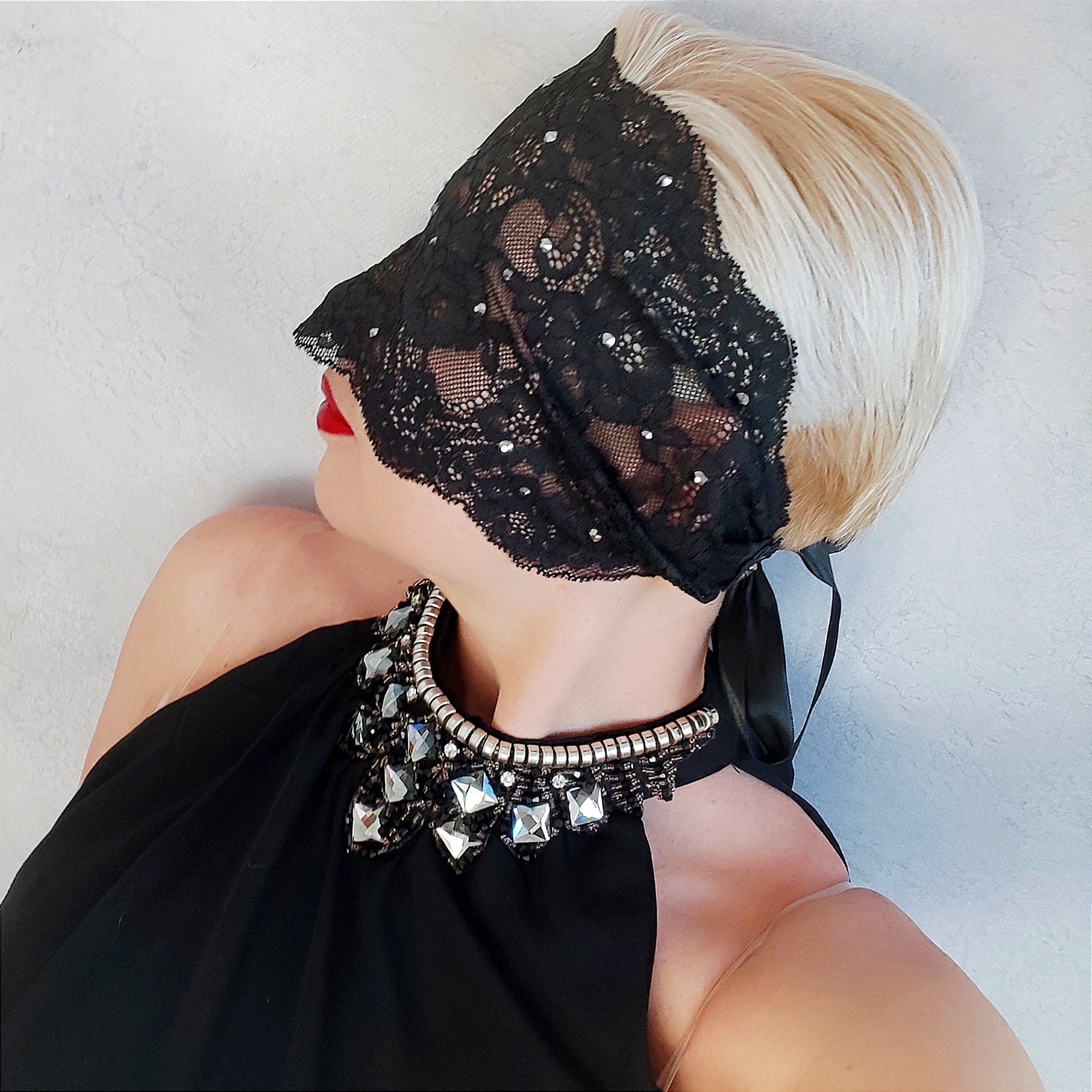 Black Lace Masquerade Mask, Sheer Lace Mask, Full Face Mask, See ...
