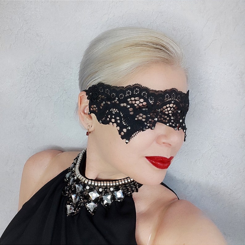 Black Lace Eye Mask, See Through Mask, Sexy Woman Mask, Mystery Mask ...