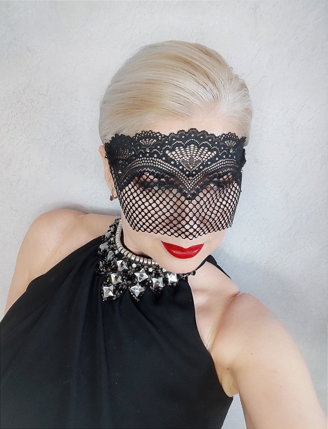 Half Face Veil Mask, Black Lace Eye Mask, See Through Mask, Masquerade ...