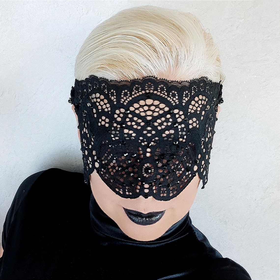 Black Lace Eye Mask, Gothic Masquerade Mask, Halloween Mask, Black ...