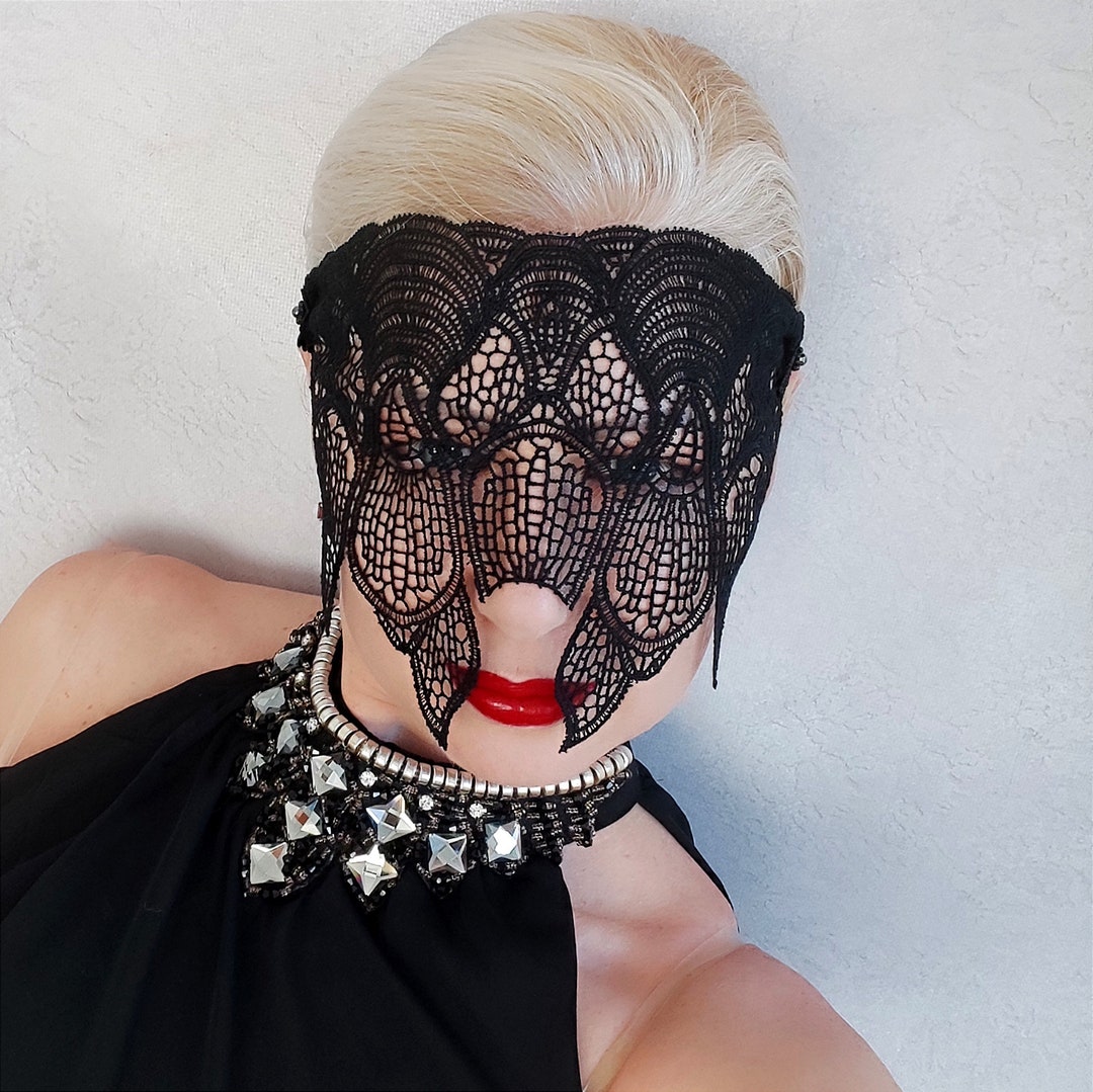 Fantom Mask, Black Lace Eye Mask, Masquerade Ball Mask, Bachelorette ...