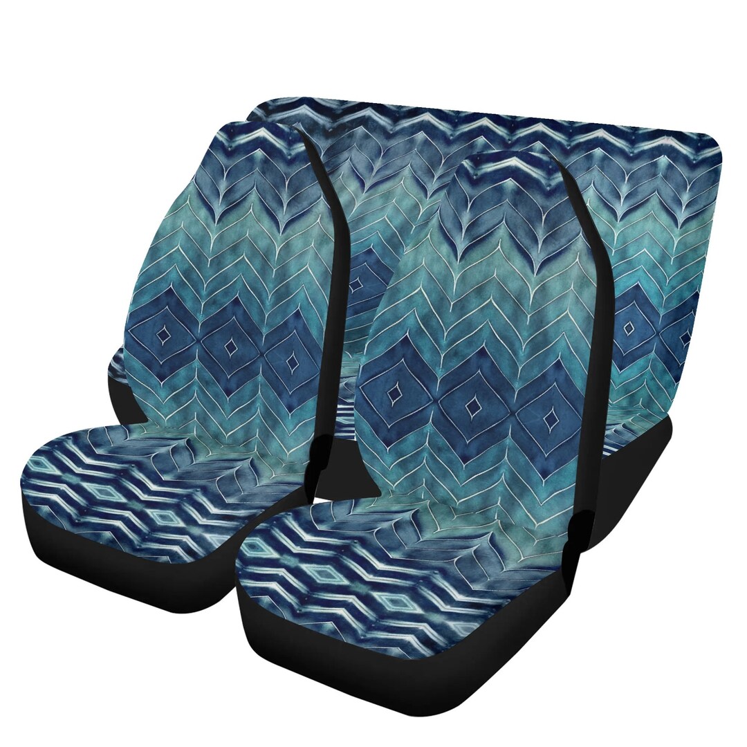 Teal Blue Watercolor Zig Zag Car Seat Cover Set - 4 Piece - Etsy