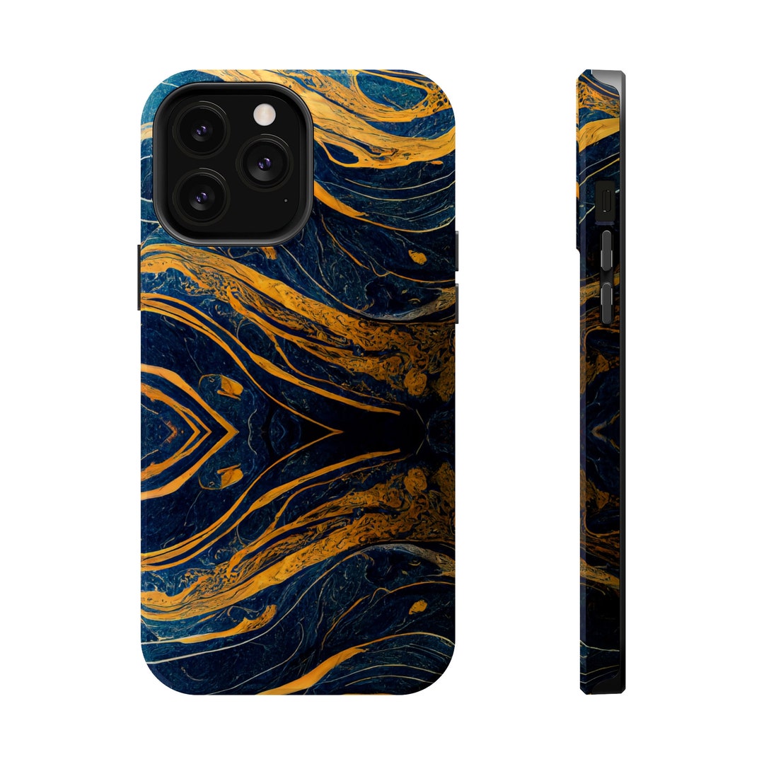 IPhone Navy Blue and Gold Marble Premium Magsafe Case - Etsy