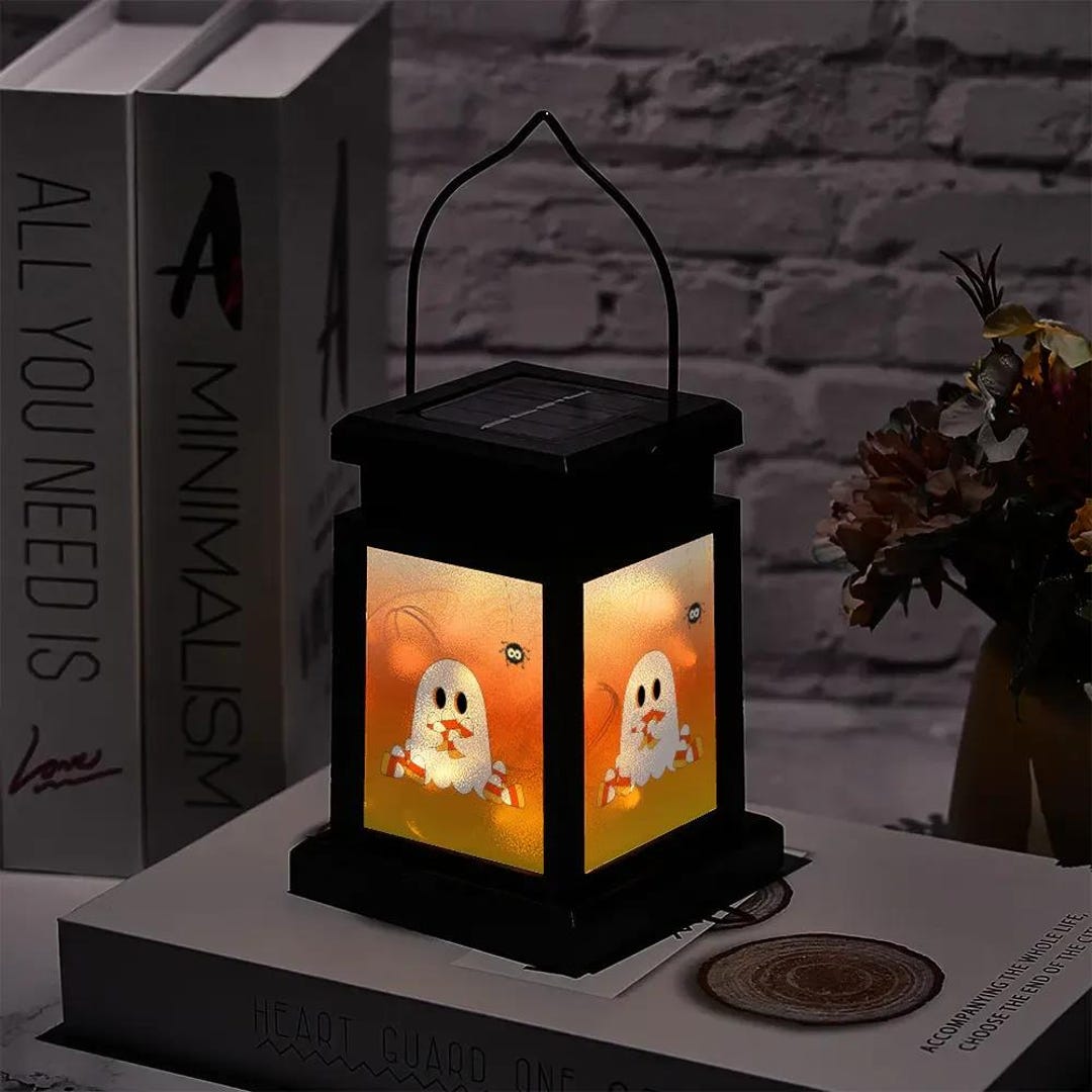 Cute Candy Corn Ghost Solar Powered Square Lantern - Etsy