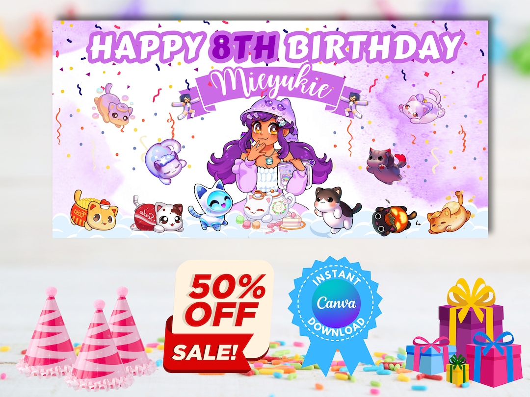 Customizable Aphmau Birthday Banner Template, Personalized Party Banner ...
