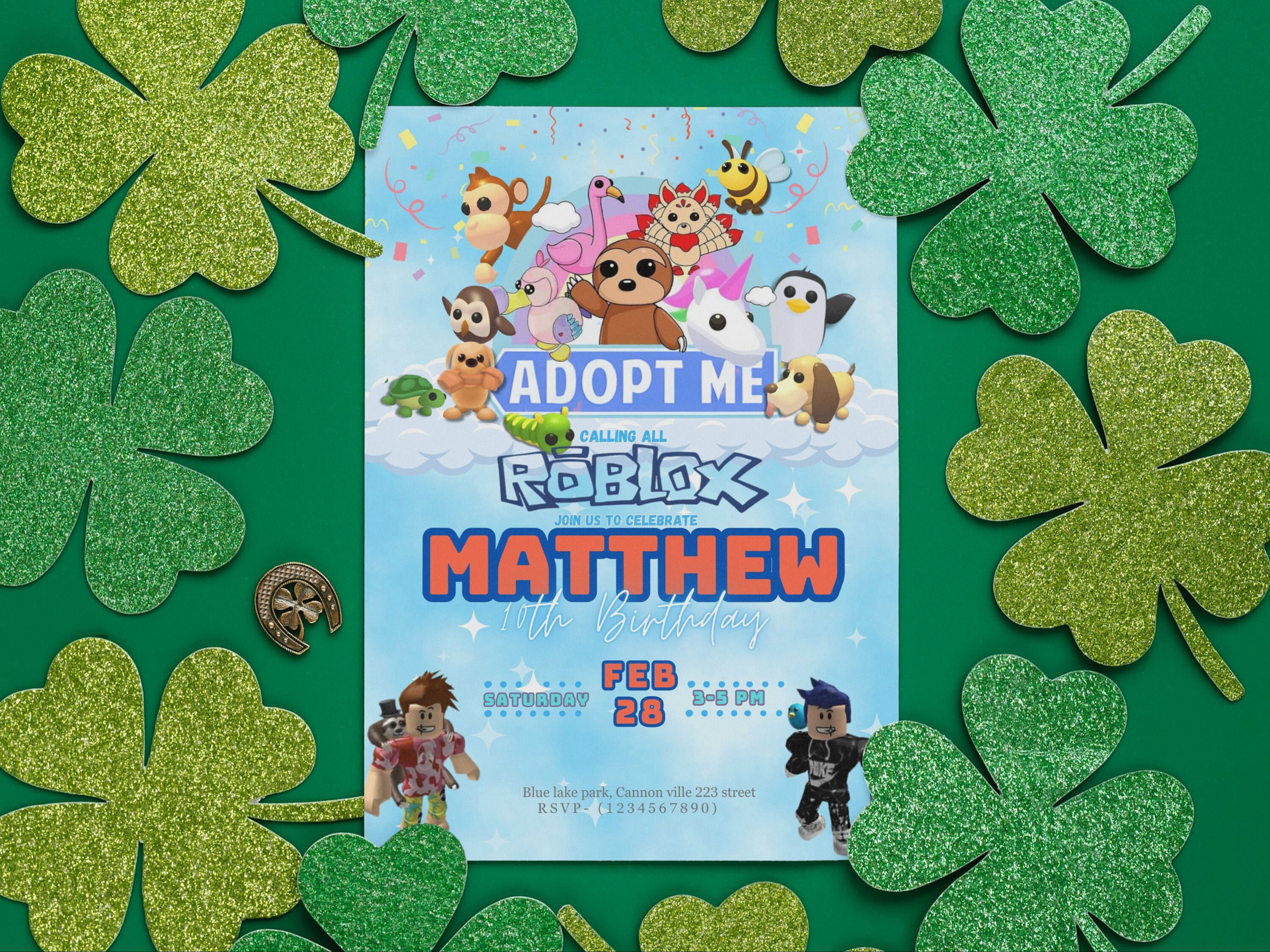 Adopt Me Roblox Invitation Roblox Boy Birthday Invitation Template Boy ...