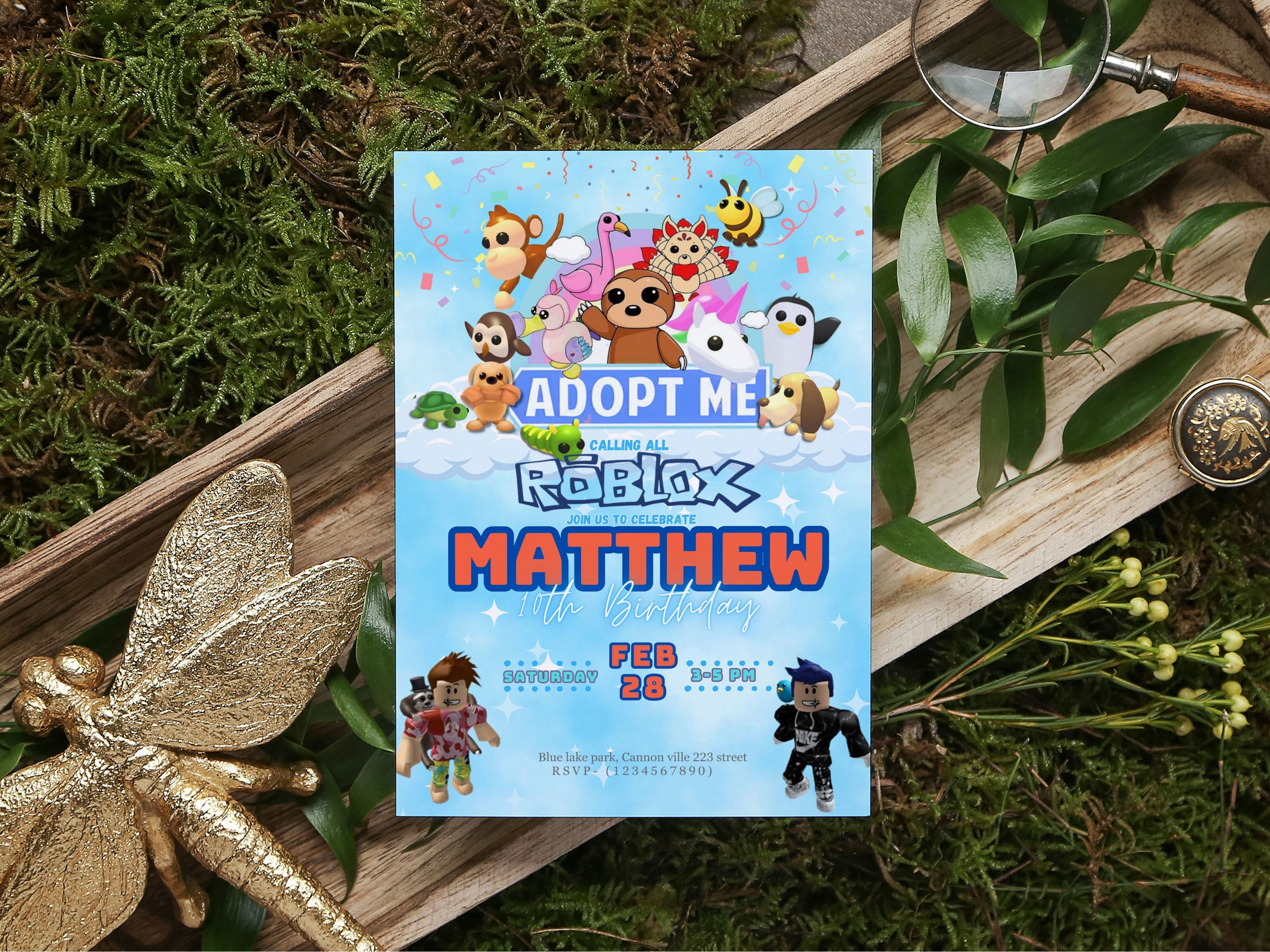 Adopt Me Roblox Invitation Roblox Boy Birthday Invitation Template Boy ...