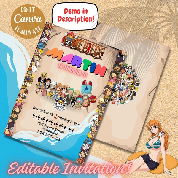 Anime Birthday Invite Onepiece - Etsy