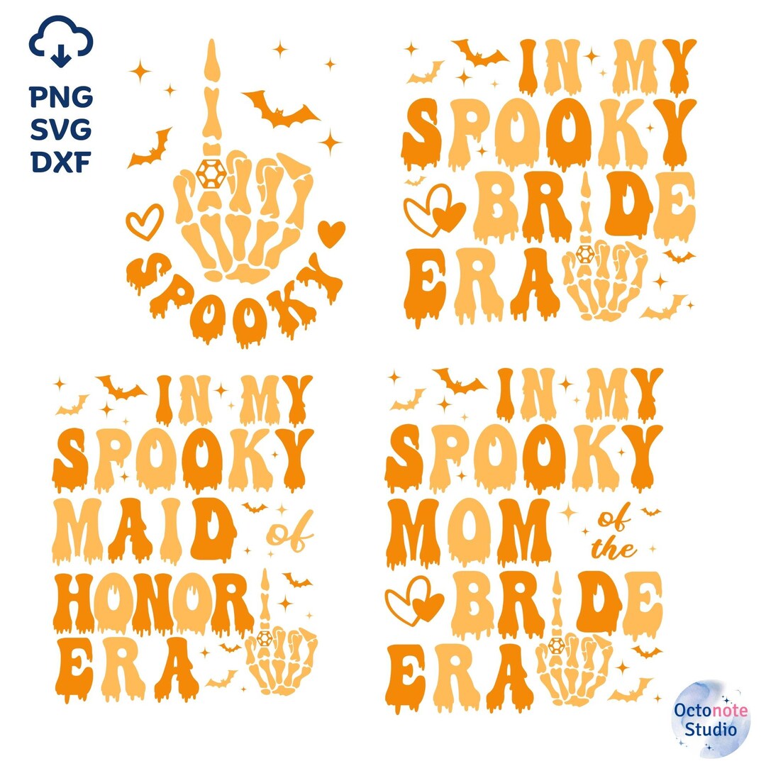 Spooky Bride Skeleton Hand Bundle SVG: Halloween Bachelorette Party ...