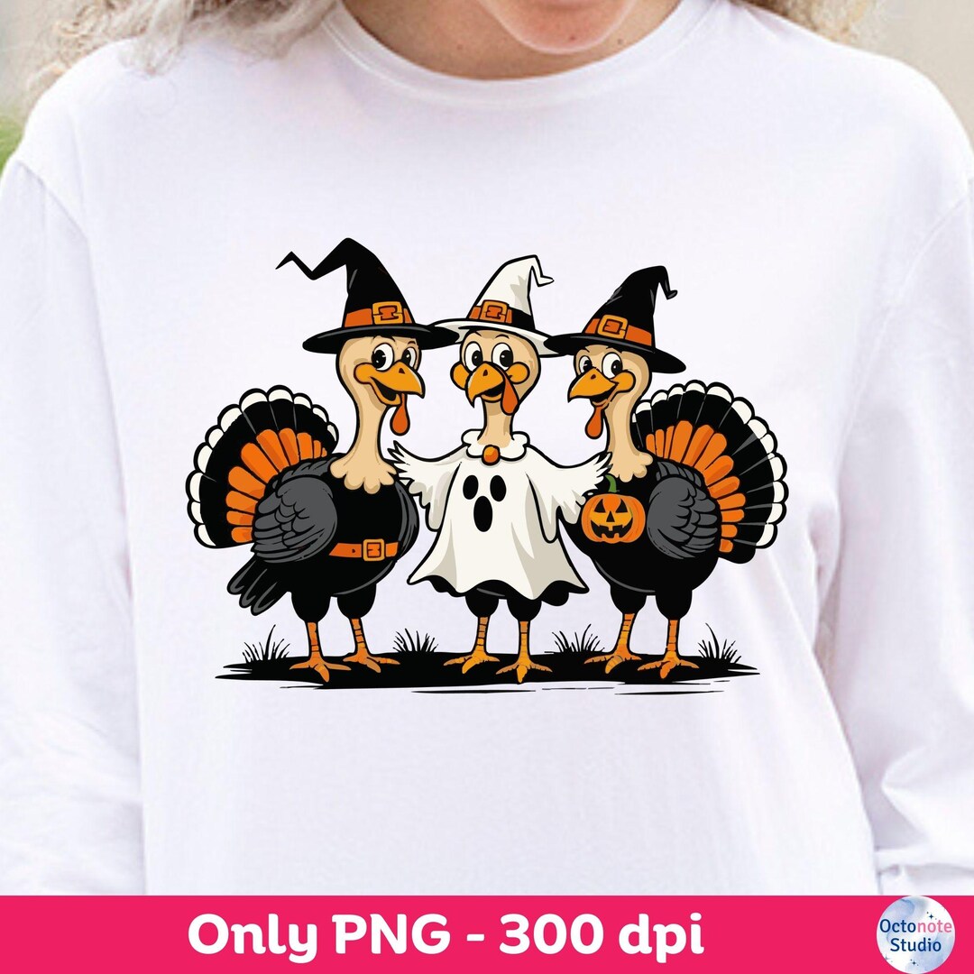 Funny Halloween Turkey PNG: Spooky Thanksgiving Ghost Design (digital ...