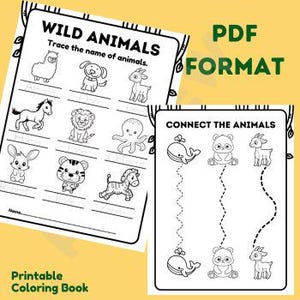 Jungle Animal Alphabet Tracing, Coloring and Vocabulary Worksheet for ...
