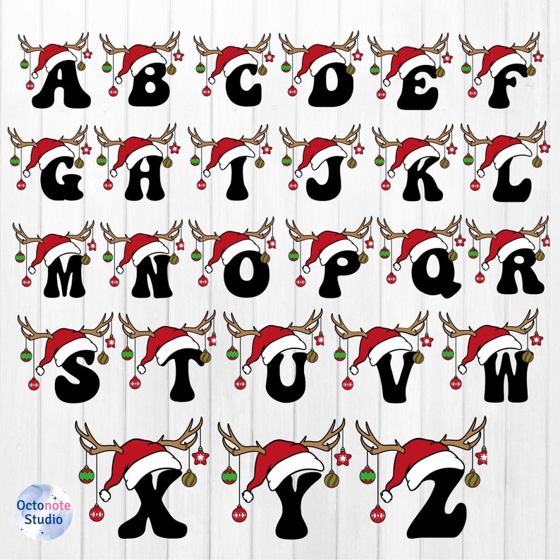 Christmas Alphabet SVG Bundle: Reindeer Antler Letters (digital ...