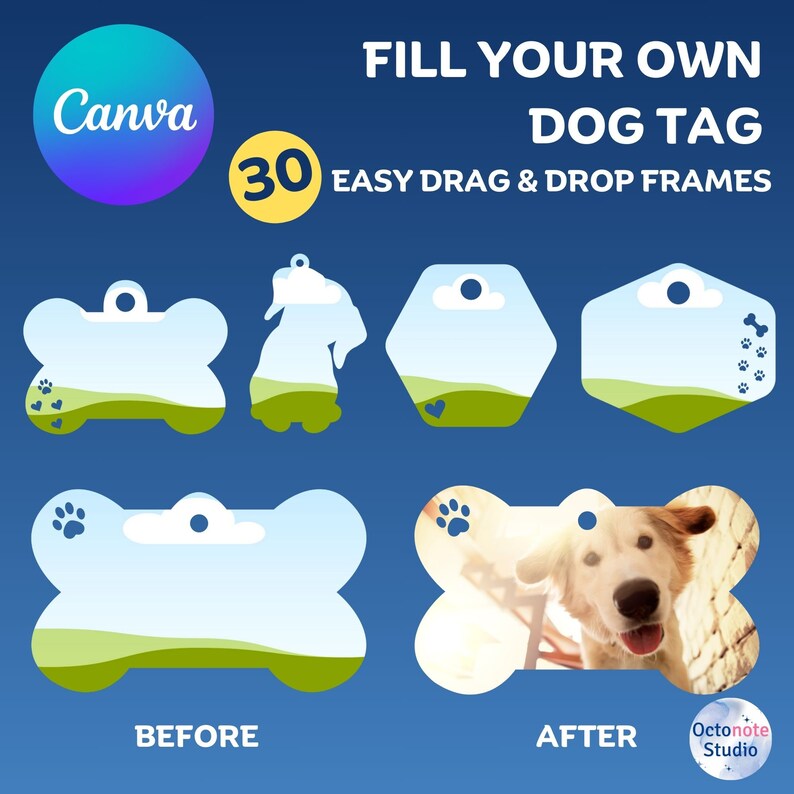 Canva Frame Drag and Drop, Design Your Own Dog Tag Canva, Dog Tag ...