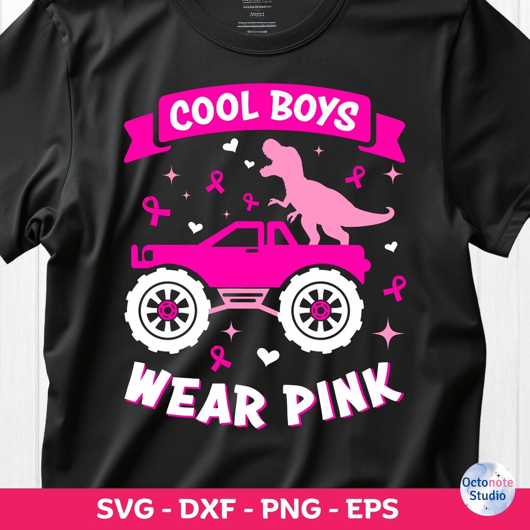 Boys Breast Cancer Awareness SVG: T-rex Monster Truck (digital Download ...