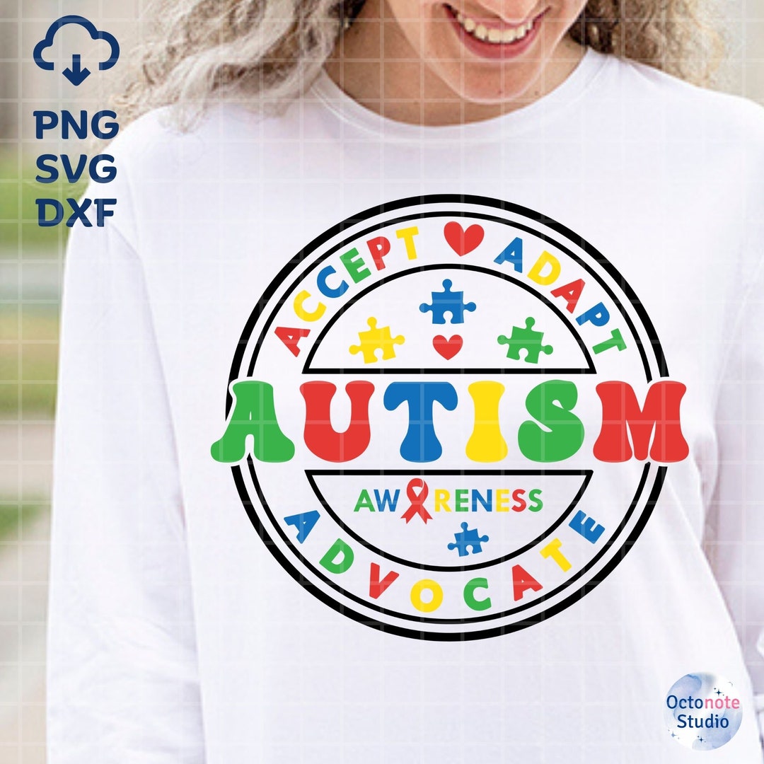 Autism Svg Png, Autism Awareness Svg, Accept Adapt Advocate Svg, in ...