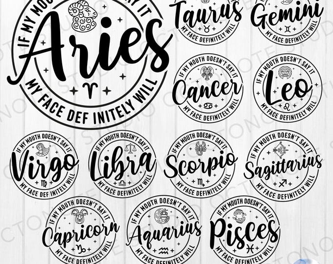 Zodiac Sign SVG Bundle, Astrology Svg, Cricut Files, Silhouette Files ...