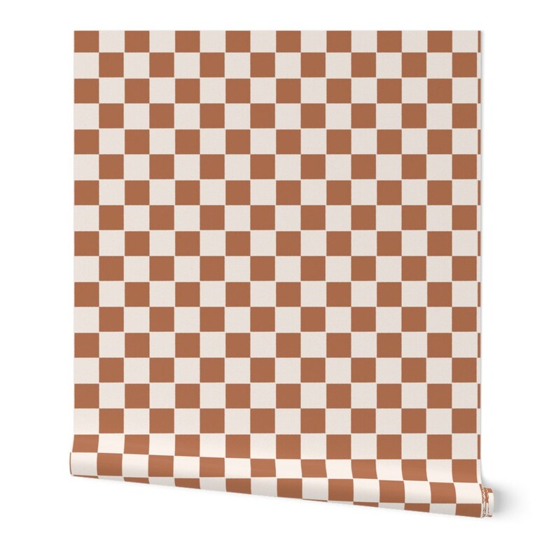 Terra Cotta Rust and Cream Checker Board Wallpaper 90s Checker ...