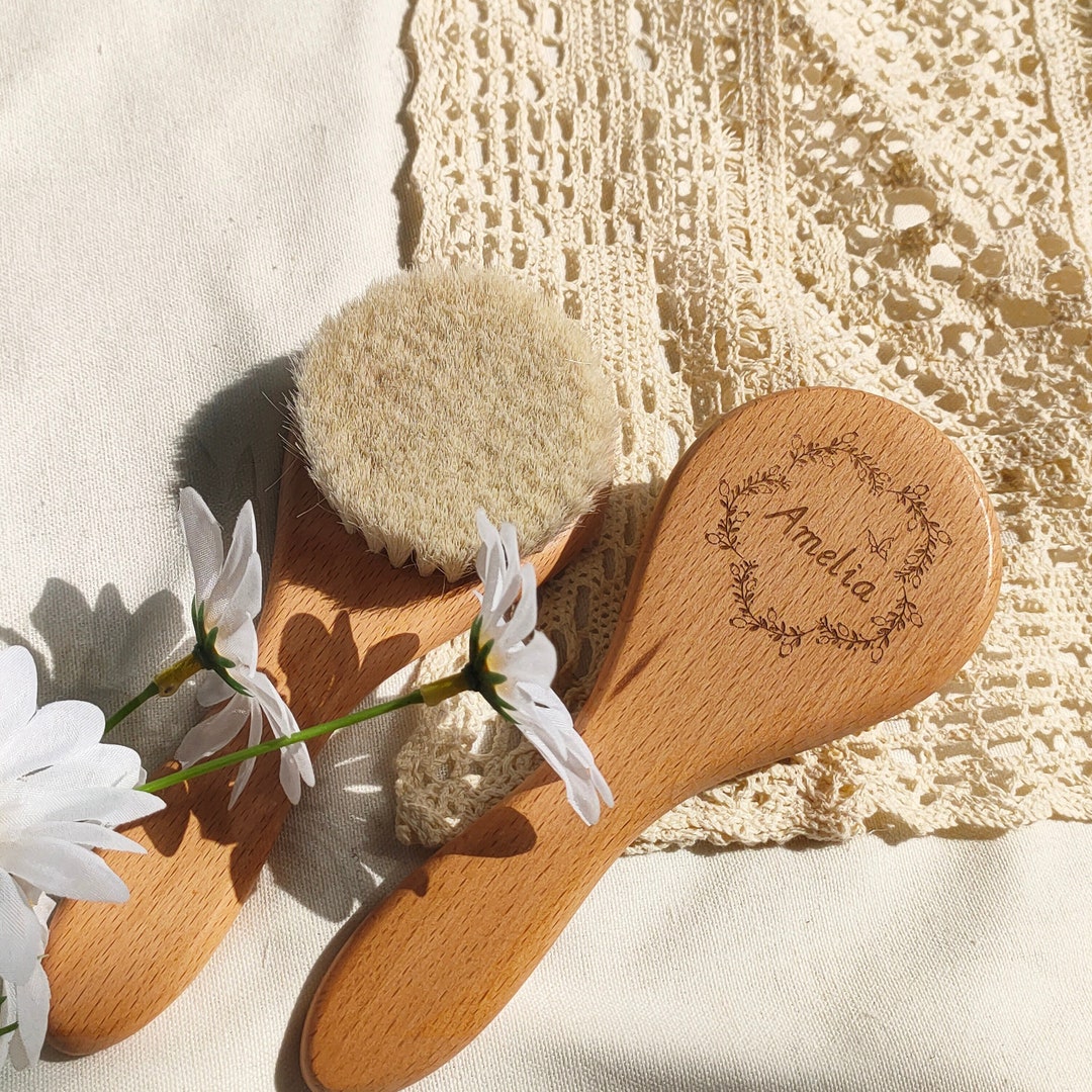 Personalized Wooden Baby Hair Brush & Comb Set Custom Engraved Name ...