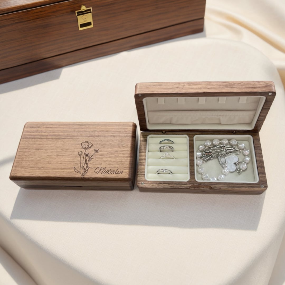 Personalized Wooden Jewelry Box Custom Engraved Wooden Jewelry Box ...