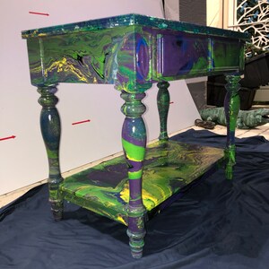 Paint Poured Table With Two Drawers - Art - Furniture - Artwork ...