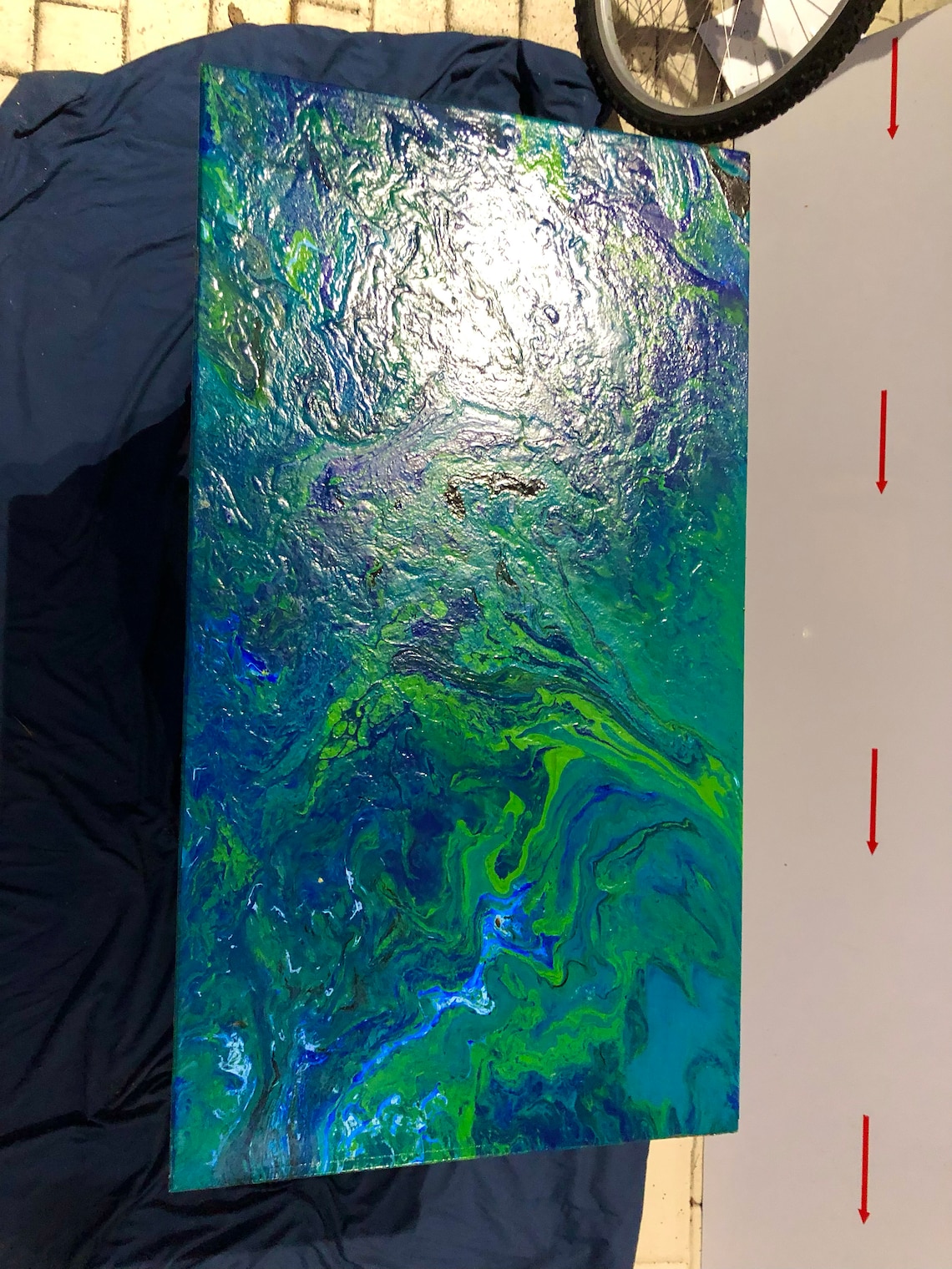 Paint Poured Table With Two Drawers - Art - Furniture - Artwork ...