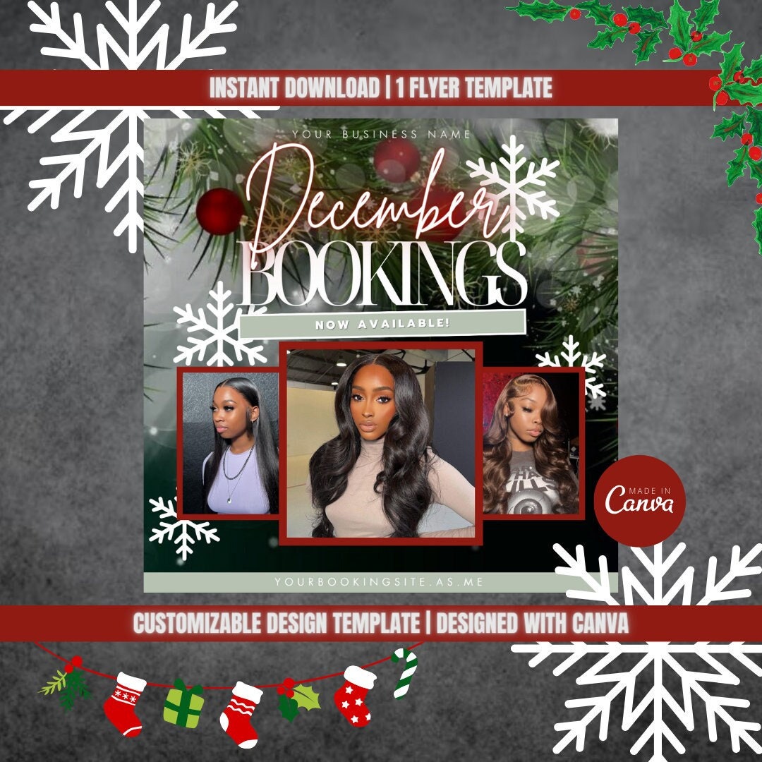 December Bookings Available Flyer Christmas Flyer DIY Canva Template ...