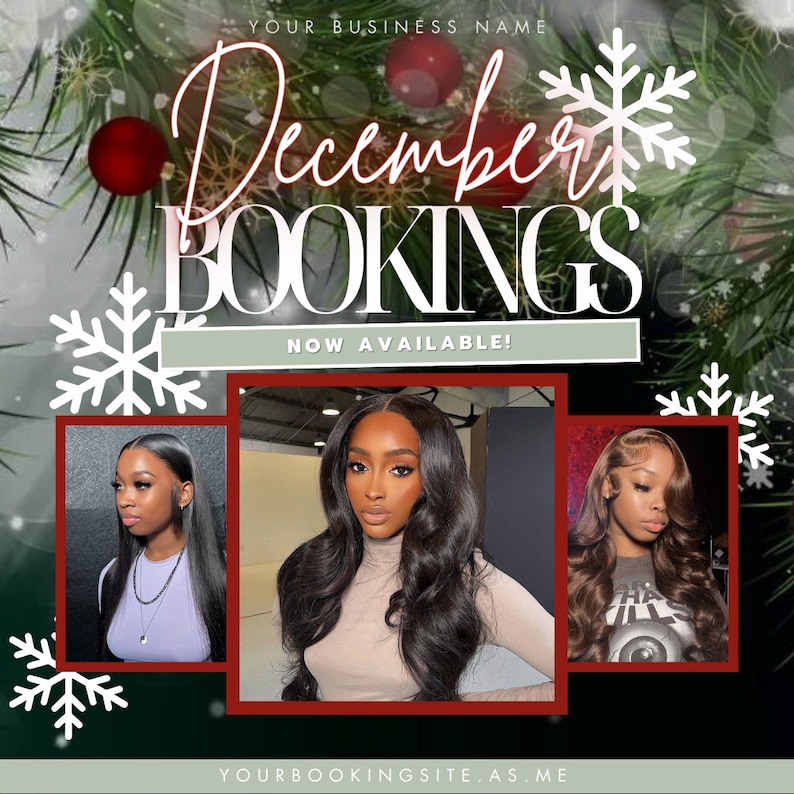 December Bookings Available Flyer Christmas Flyer DIY Canva Template ...