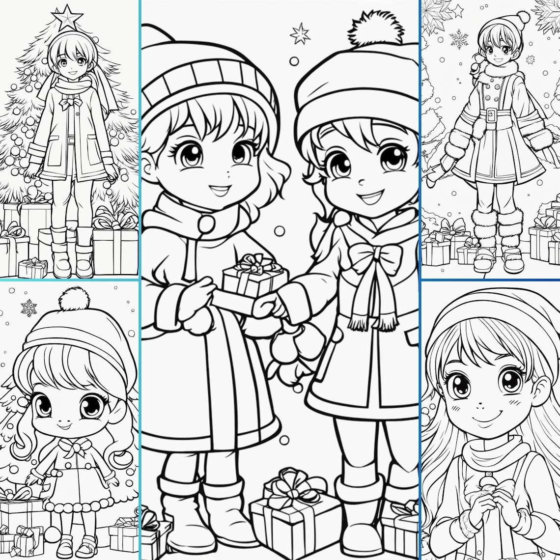 Chirstmas Anime Characters Coloring Book 40 Pages, Coloring Pages for ...