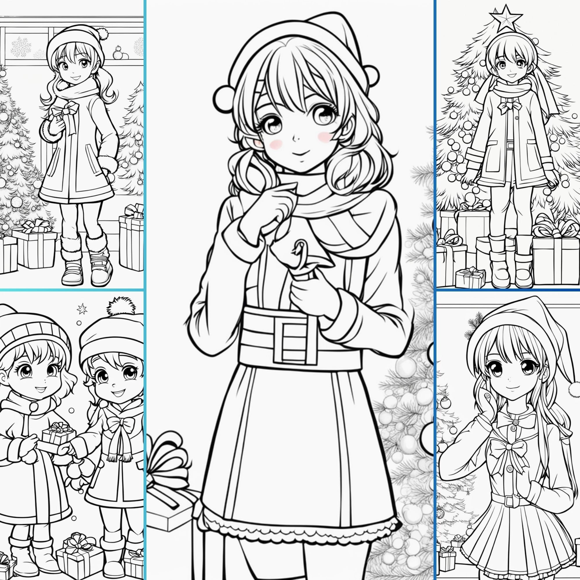 Chirstmas Anime Characters Coloring Book 40 Pages, Coloring Pages for ...