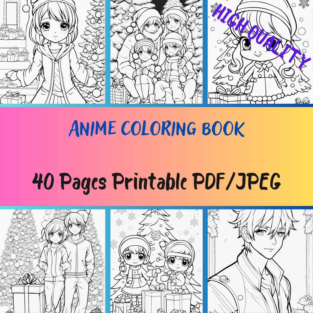 Chirstmas Anime Characters Coloring Book 40 Pages, Coloring Pages for ...